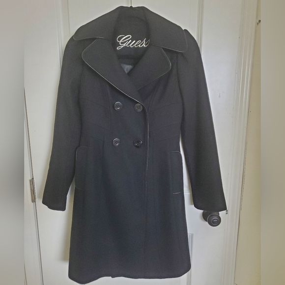 Guess | Jackets & Coats | Xs Black Guess Wool Coat | Poshmark